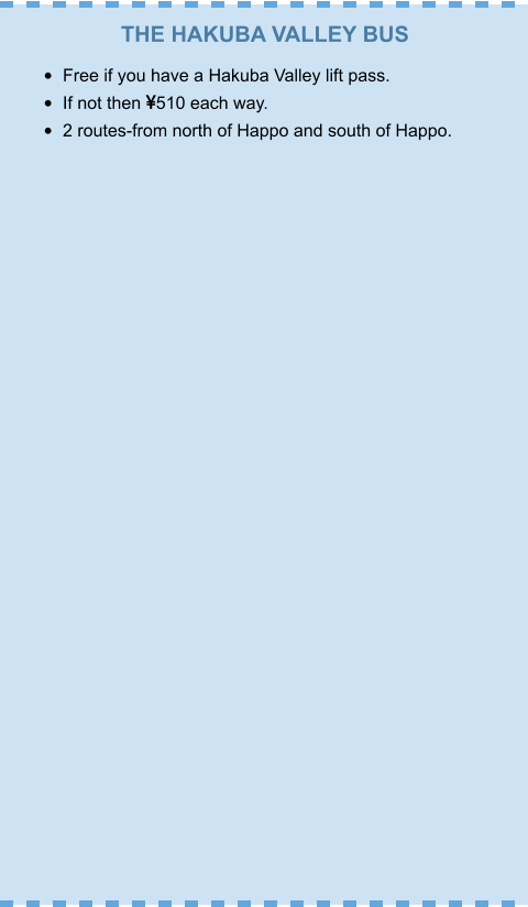 Happo Ski resort shuttle bus schedules