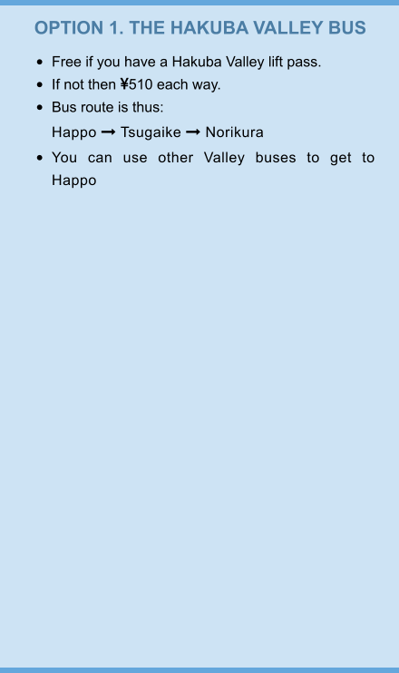 Norikura Hakuba Ski resort shuttle bus schedules